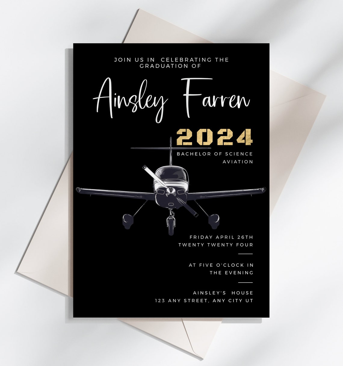 Graduation Party Invitation Template | Aviation Phone Invite | Editable ...