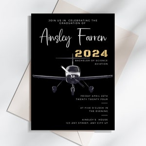 Graduation Party Invitation Template | Aviation Phone Invite | Editable ...