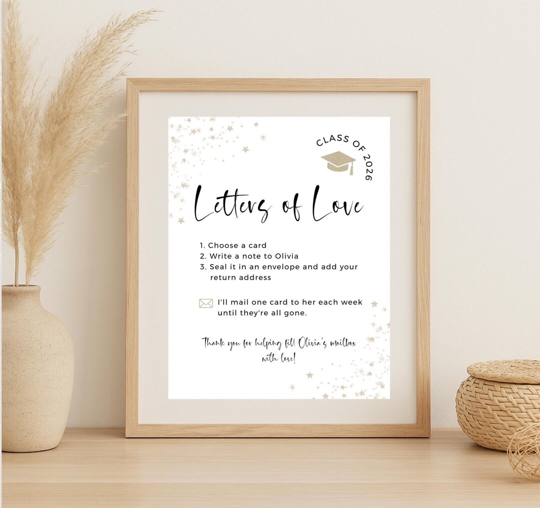 Letters of Love for the Graduate, Graduation Party Sign Template ...