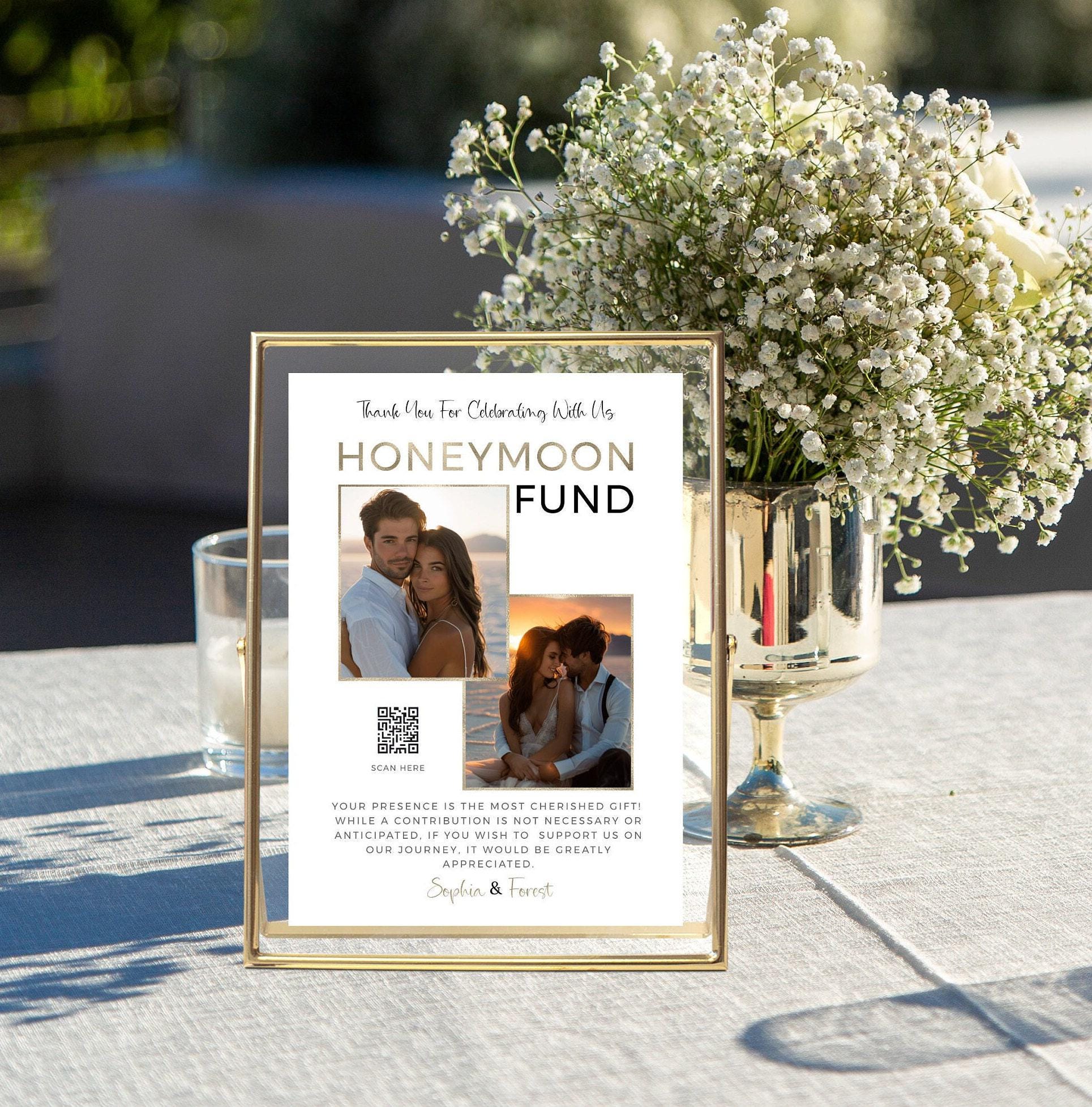 Photo Honeymoon Fund Sign, Wedding QR Code Reception Signage, Modern ...