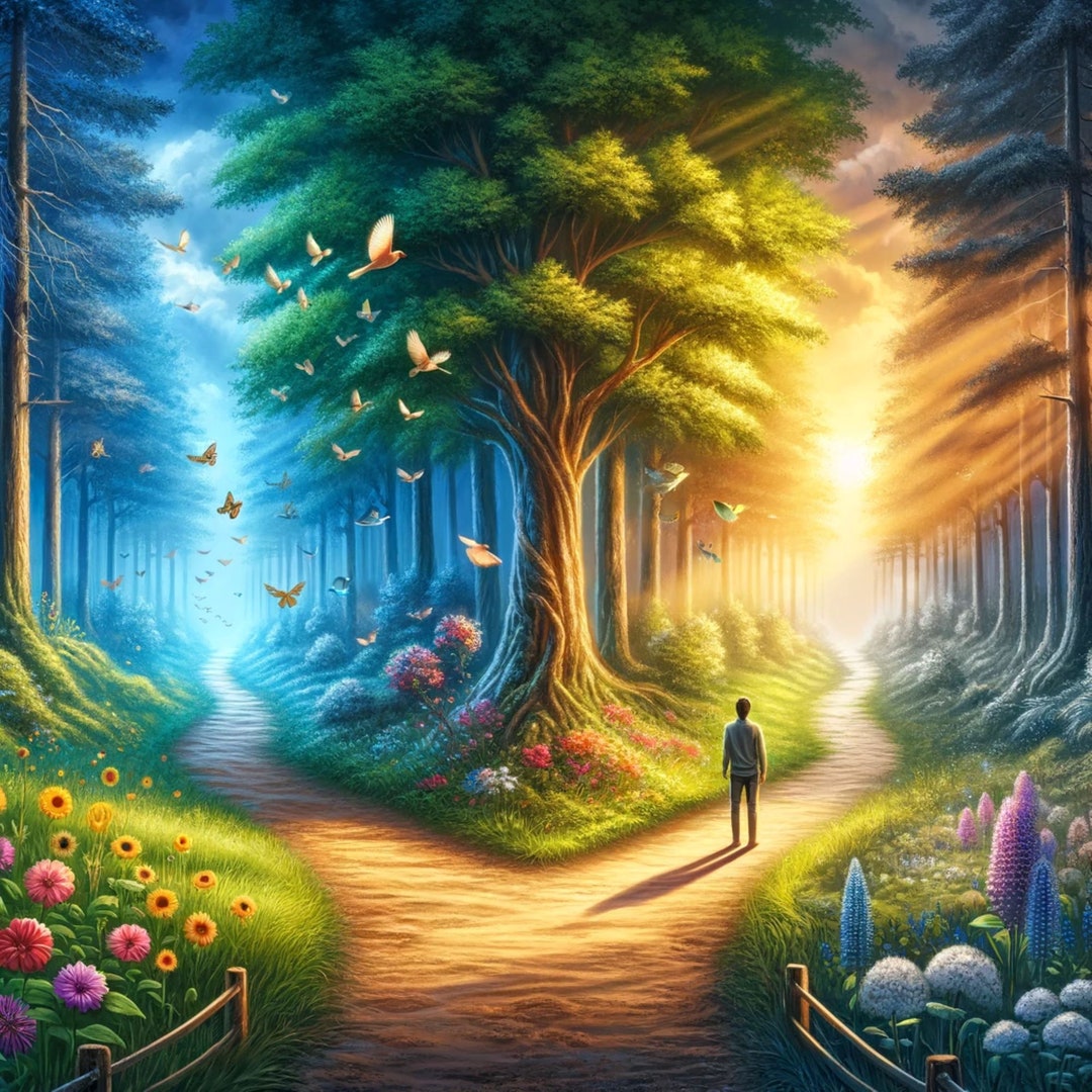 Image Affirmation Two Paths to Happiness Metaphorical Image - Etsy