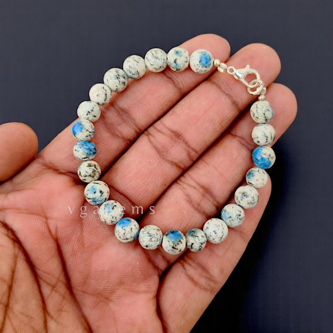 K2 Azurite in Granite Bracelet: 8mm Round Gemstone, Healing Crystal - Etsy