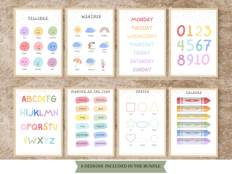 Educational Posters, Rainbow Confetti Theme, Montessori Classroom Decor ...