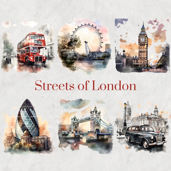 London Watercolor - Etsy