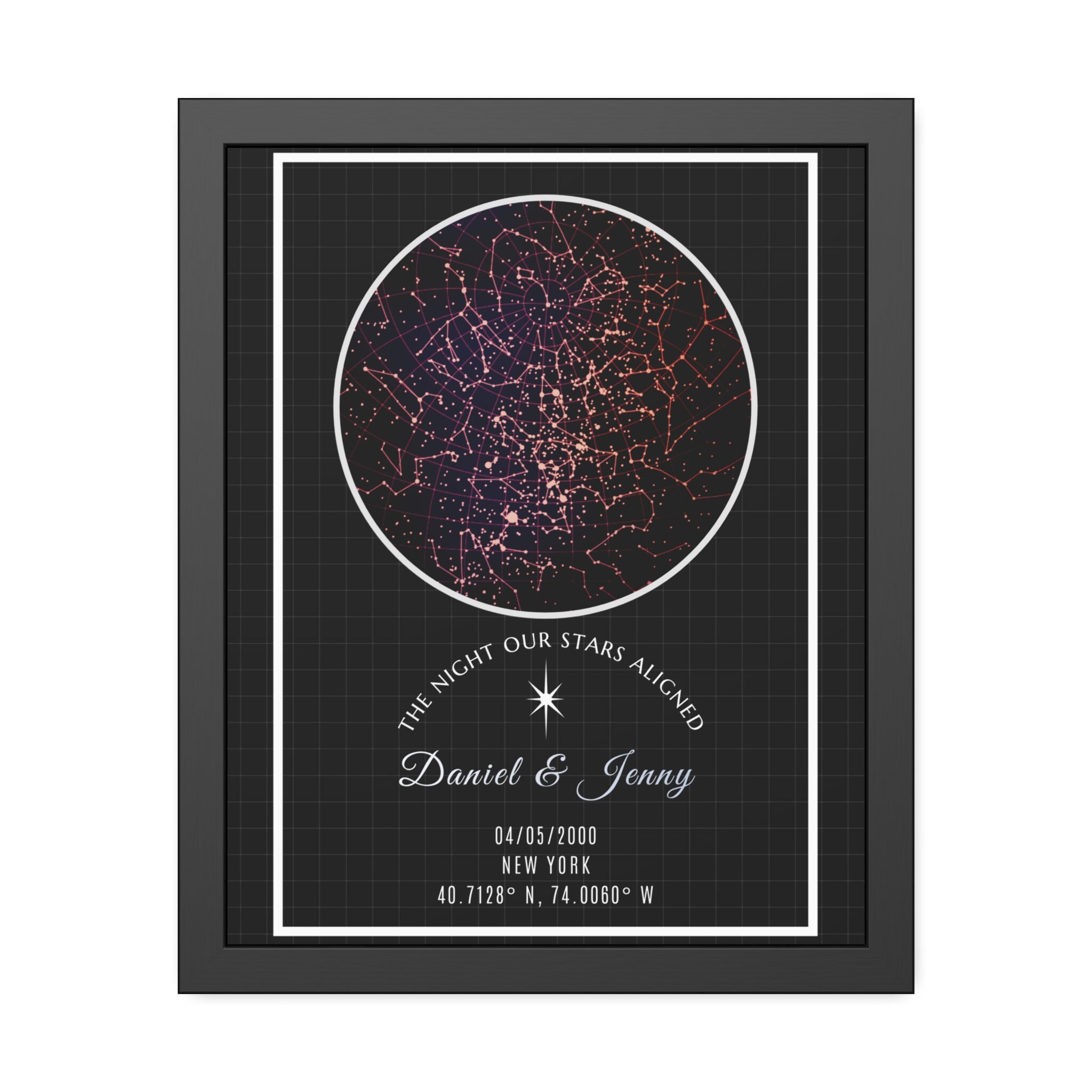Framed Star Map Poster, Star Map by Date , Birthday Gift, Wedding Gift ...