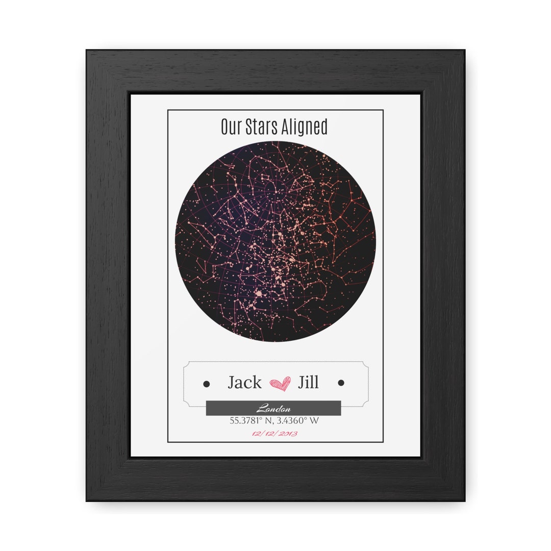 Star Map Birth | Framed Poster | Birthday Gift | Wedding Gift | Map of ...