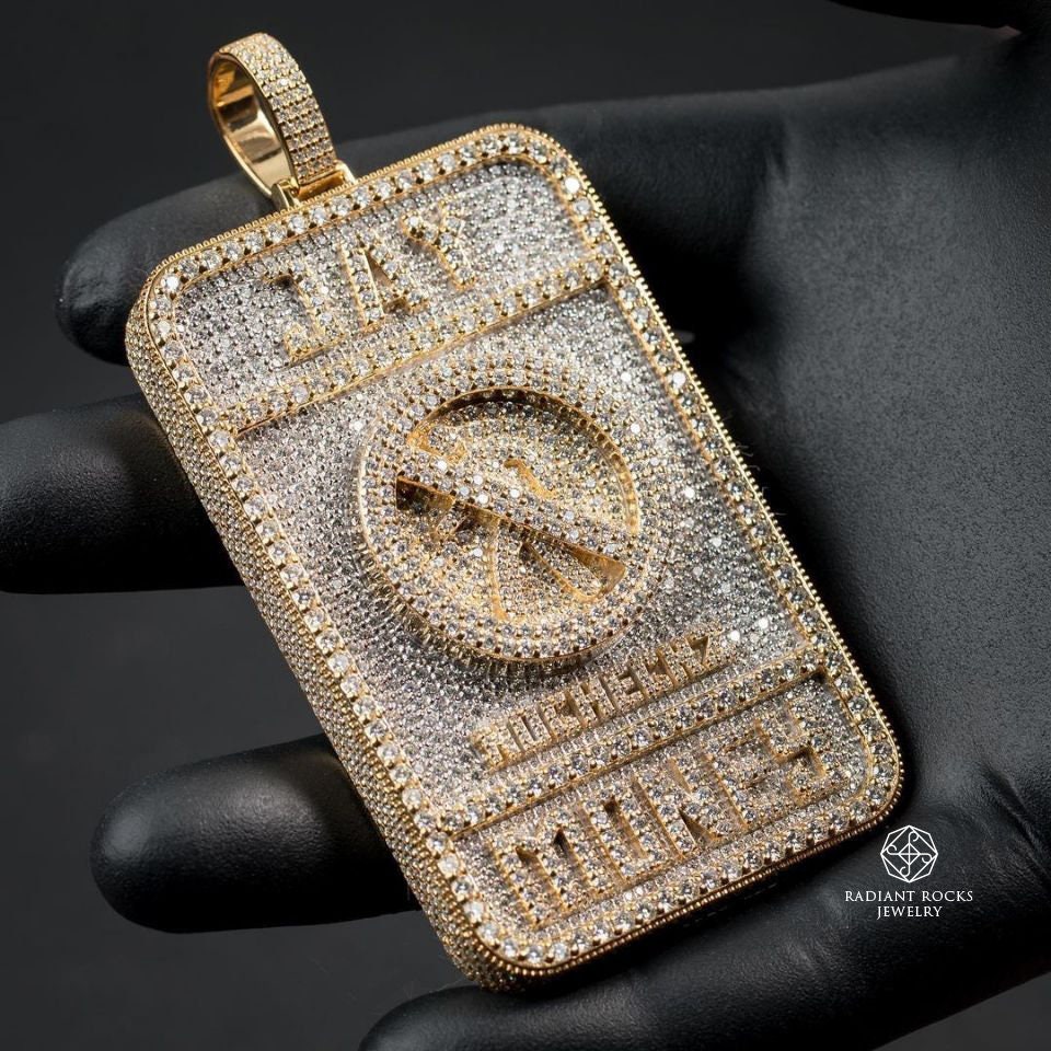 VIP Card Bling 14k Gold Plated Pendant & Necklace, Customize Pendant ...