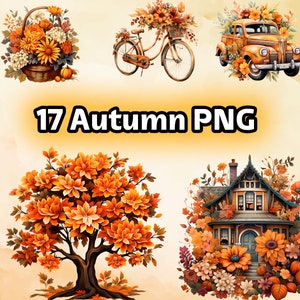 17 Autumn Watercolor Clipart - Pastel Clipart - Fall Clipart - Stickers ...