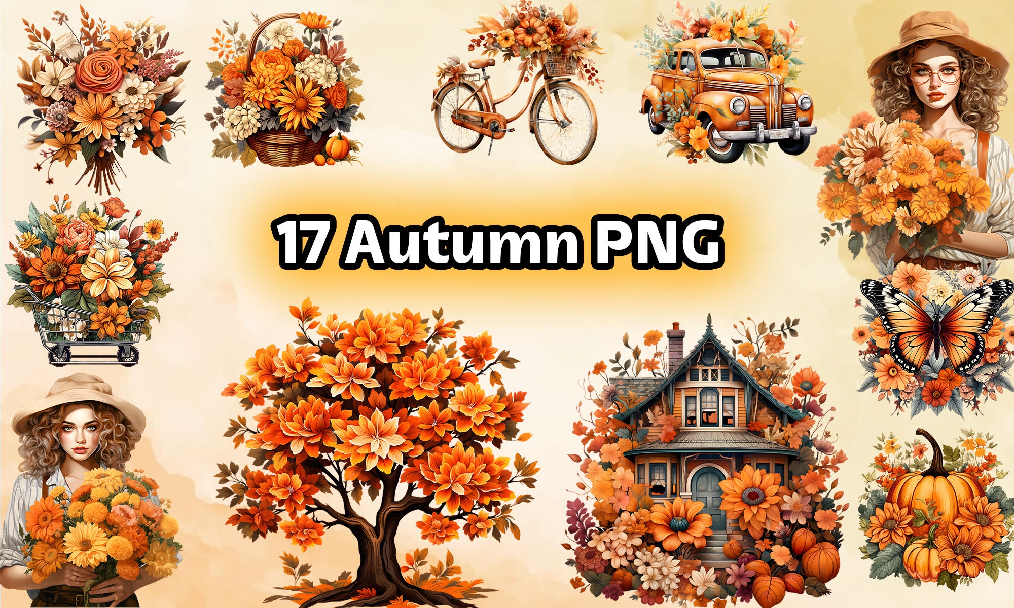 17 Autumn Watercolor Clipart - Pastel Clipart - Fall Clipart - Stickers ...
