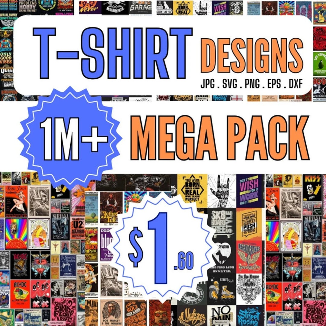 1000000 Mega Pack digital T-shirt SVG, High Resolution Editable Various ...