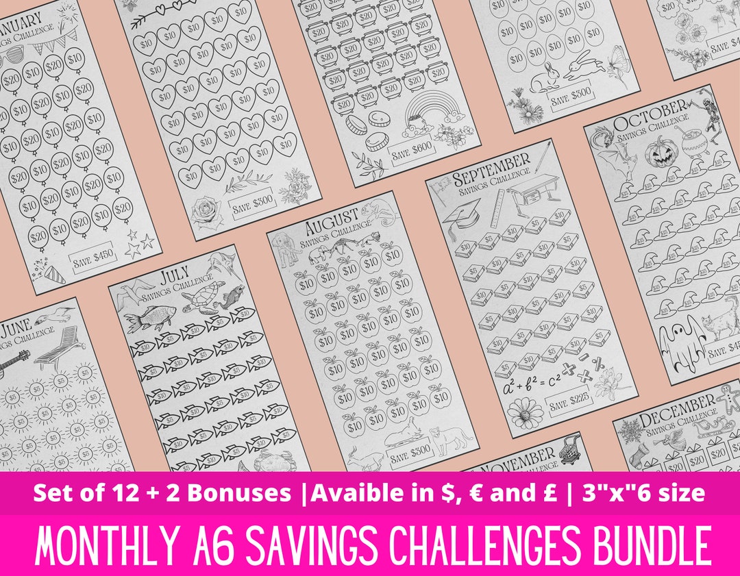 Monthly Savings Challenge Printable Savings Challenge Bundle Etsy Monthly Savings Challenge Printable Savings Challenge Bundle Etsy
