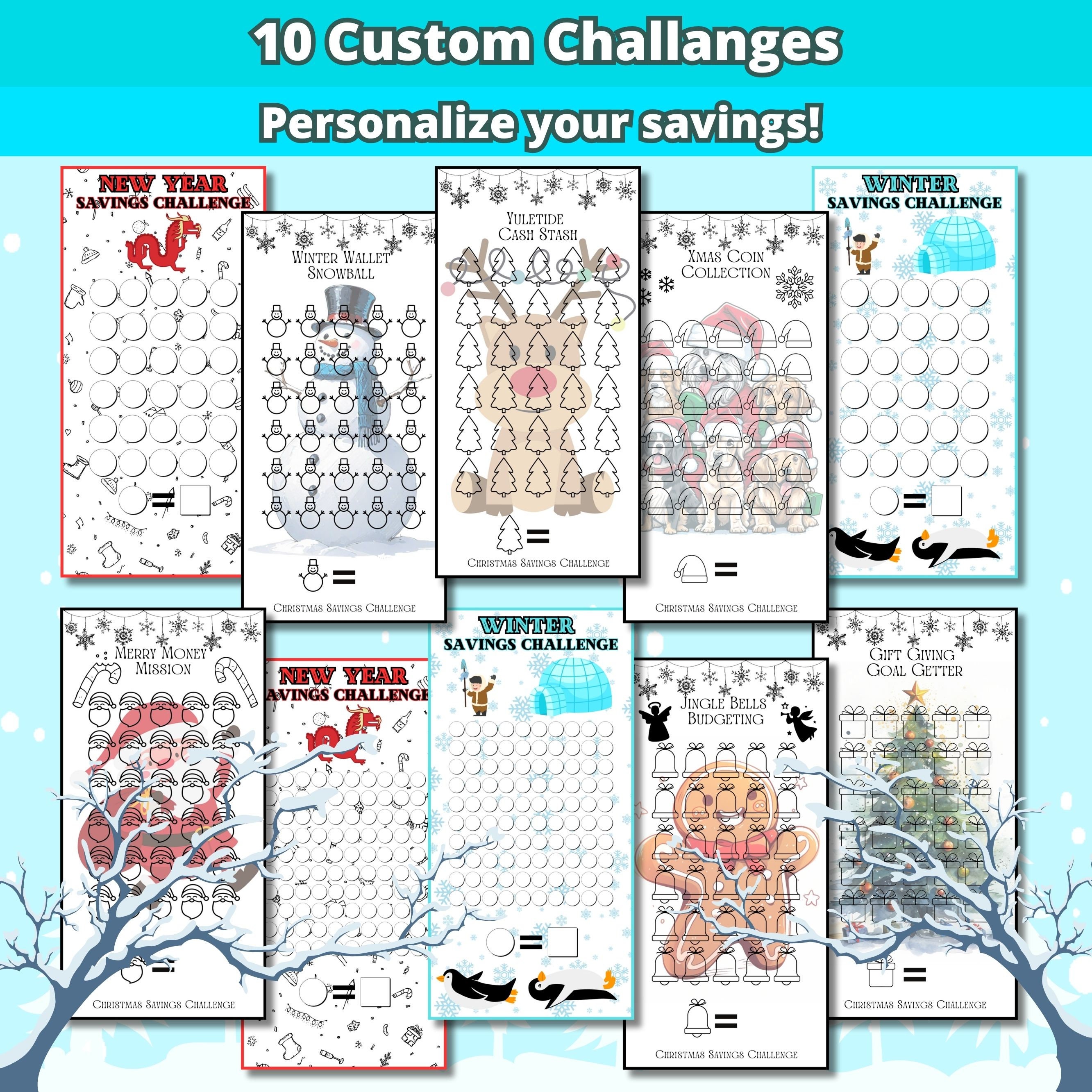 Winter Savings Challenge Bundle, Christmas Savings Tracker, Holiday ...
