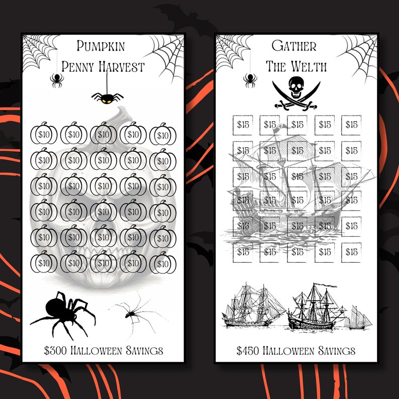 Halloween Savings Challenge Bundle Printable A6 Mini Savings Tracker ...