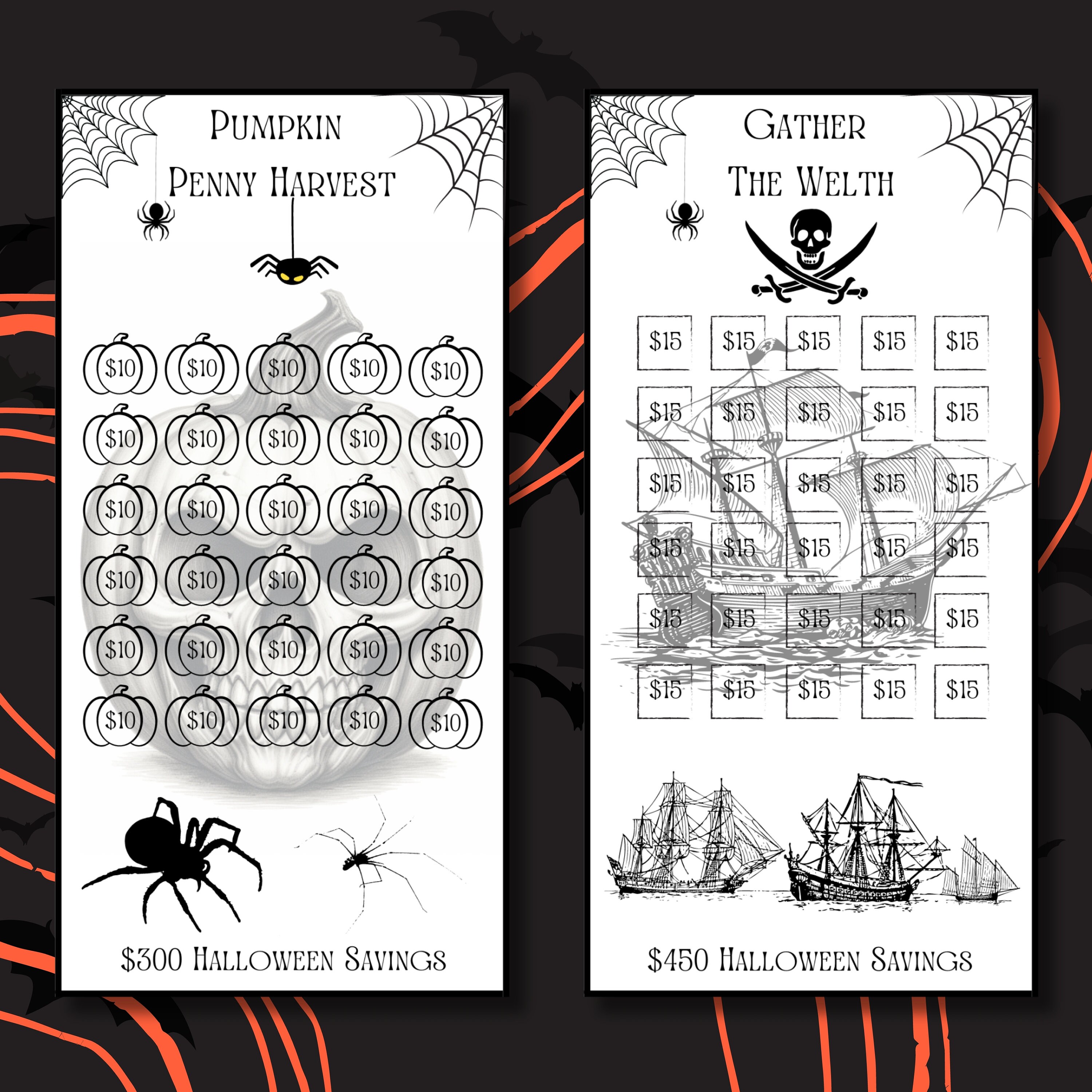 Halloween Savings Challenge Bundle Printable A6 Mini Savings Tracker ...
