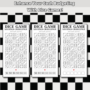 A6 Savings Challenge Dice Game, Cash Stuffing & Budgeting Challenges ...