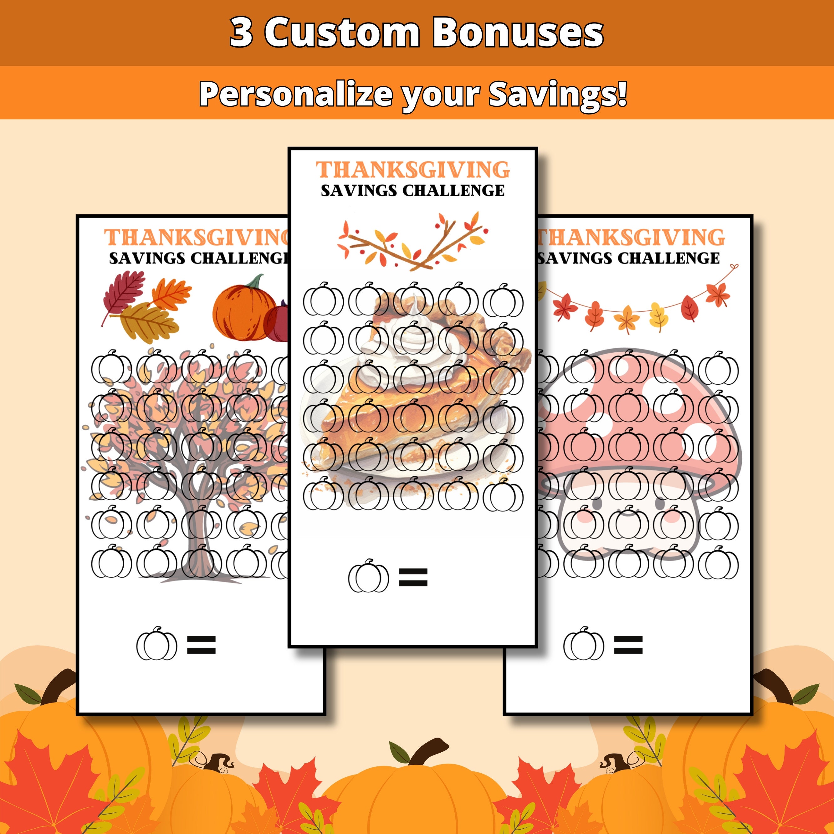 Thanksgiving Savings Challenge Bundle, Fall Cash Stuffing, A6 Mini ...