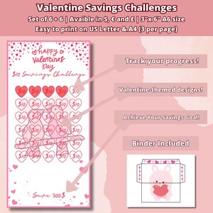 Valentine Savings Challenge Bundle, Printable Savings Tracker Bundle ...