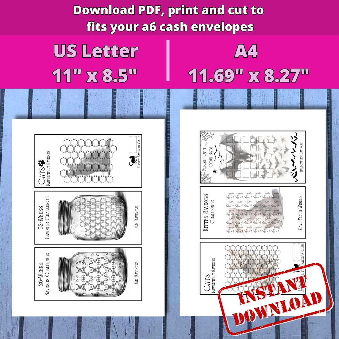 Custom Savings Challenge Set of 9, Save Money in Holiday, Christmas ...