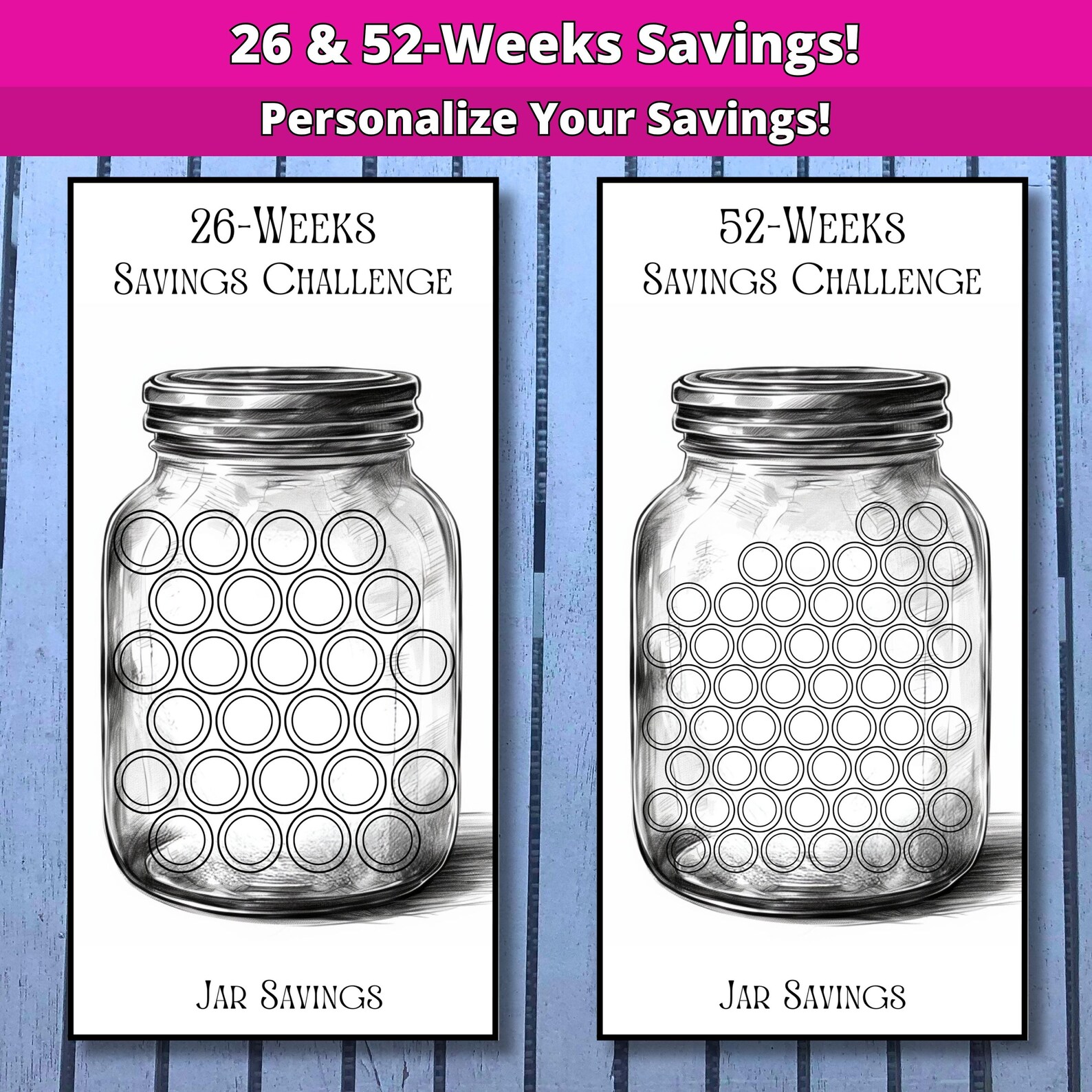 Custom Savings Challenge Set of 9, Save Money in Holiday, Christmas ...