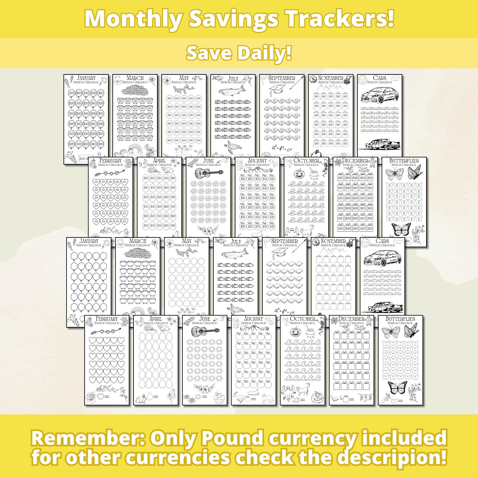 Pound Saving Challenge A6, Savings Challenge UK, Printable Savings ...