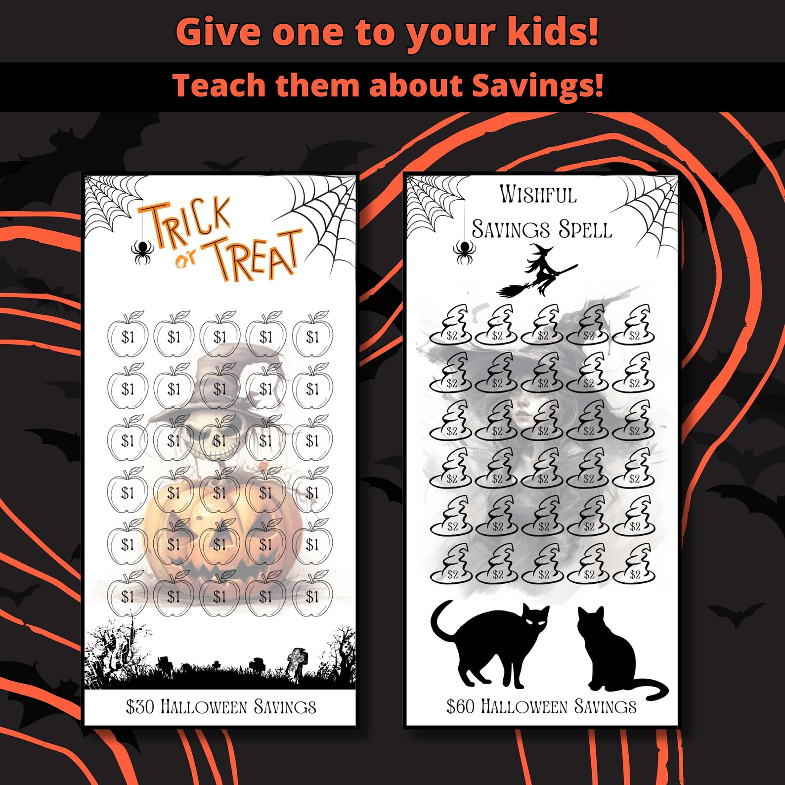 Halloween Savings Challenge Bundle Printable A6 Mini Savings Tracker ...