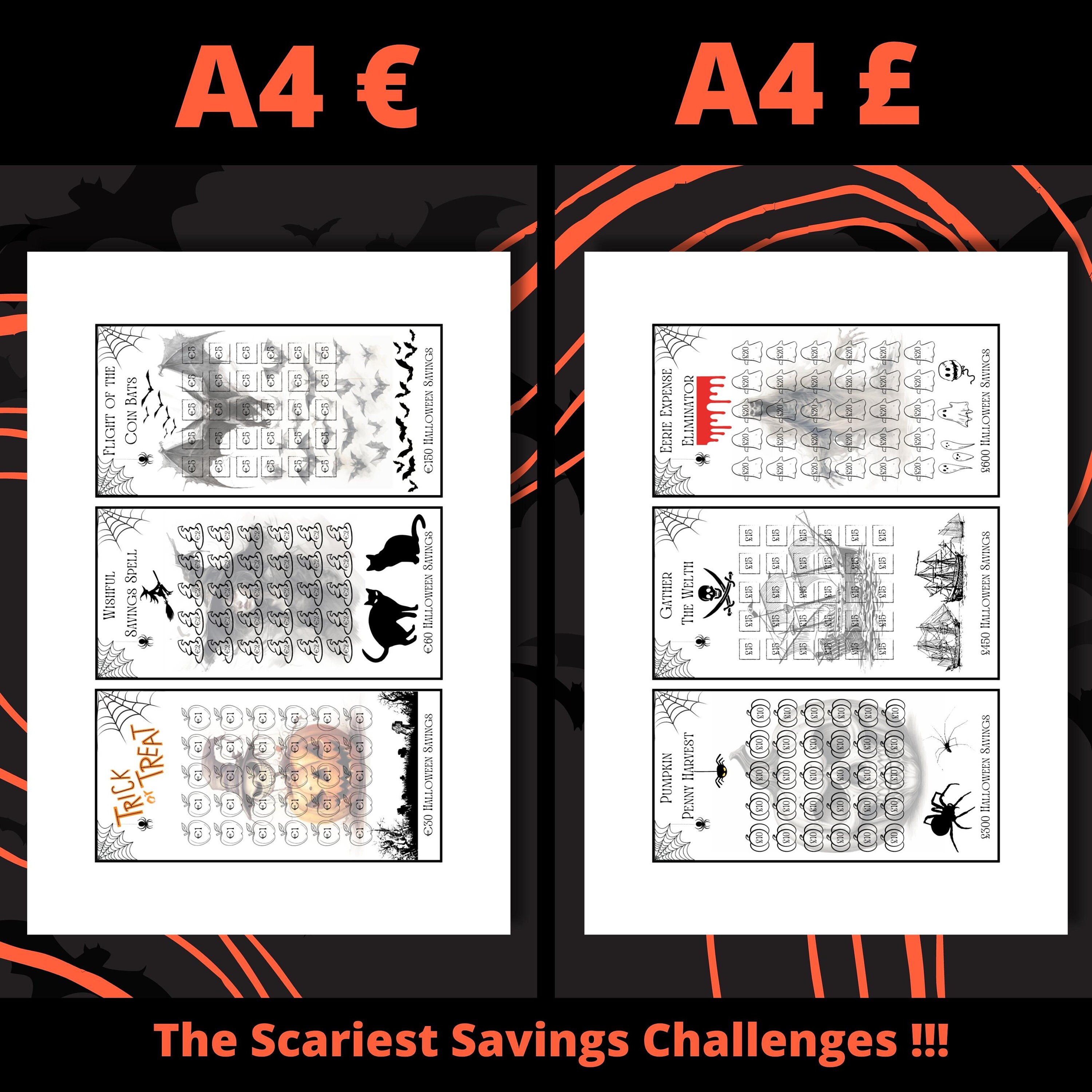 Halloween Savings Challenge Bundle Printable A6 Mini Savings Tracker ...