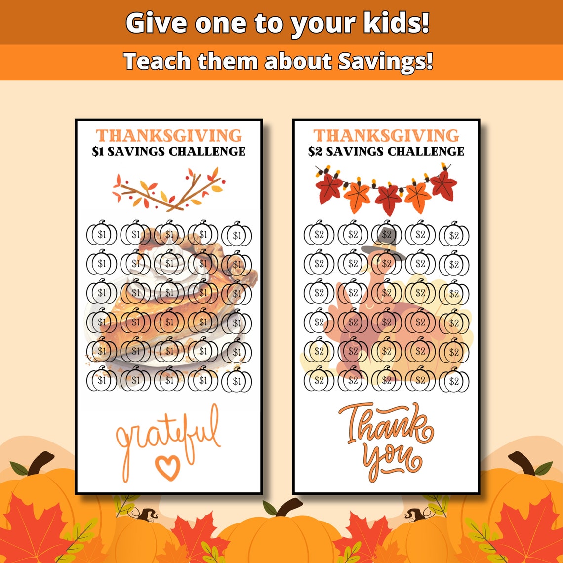 Thanksgiving Savings Challenge Bundle, Fall Cash Stuffing, A6 Mini ...