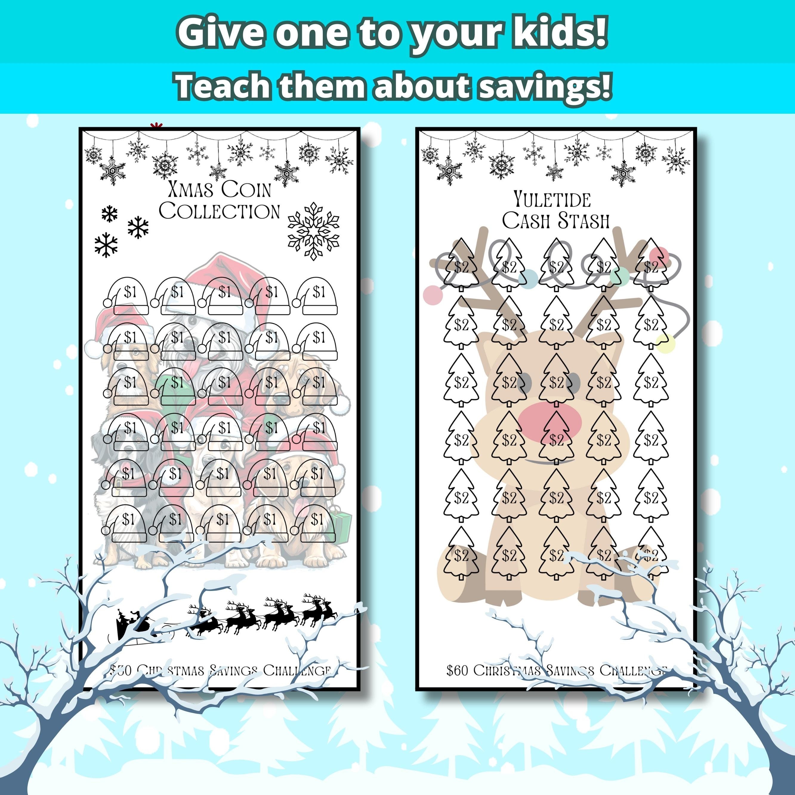 Winter Savings Challenge Bundle, Christmas Savings Tracker, Holiday ...