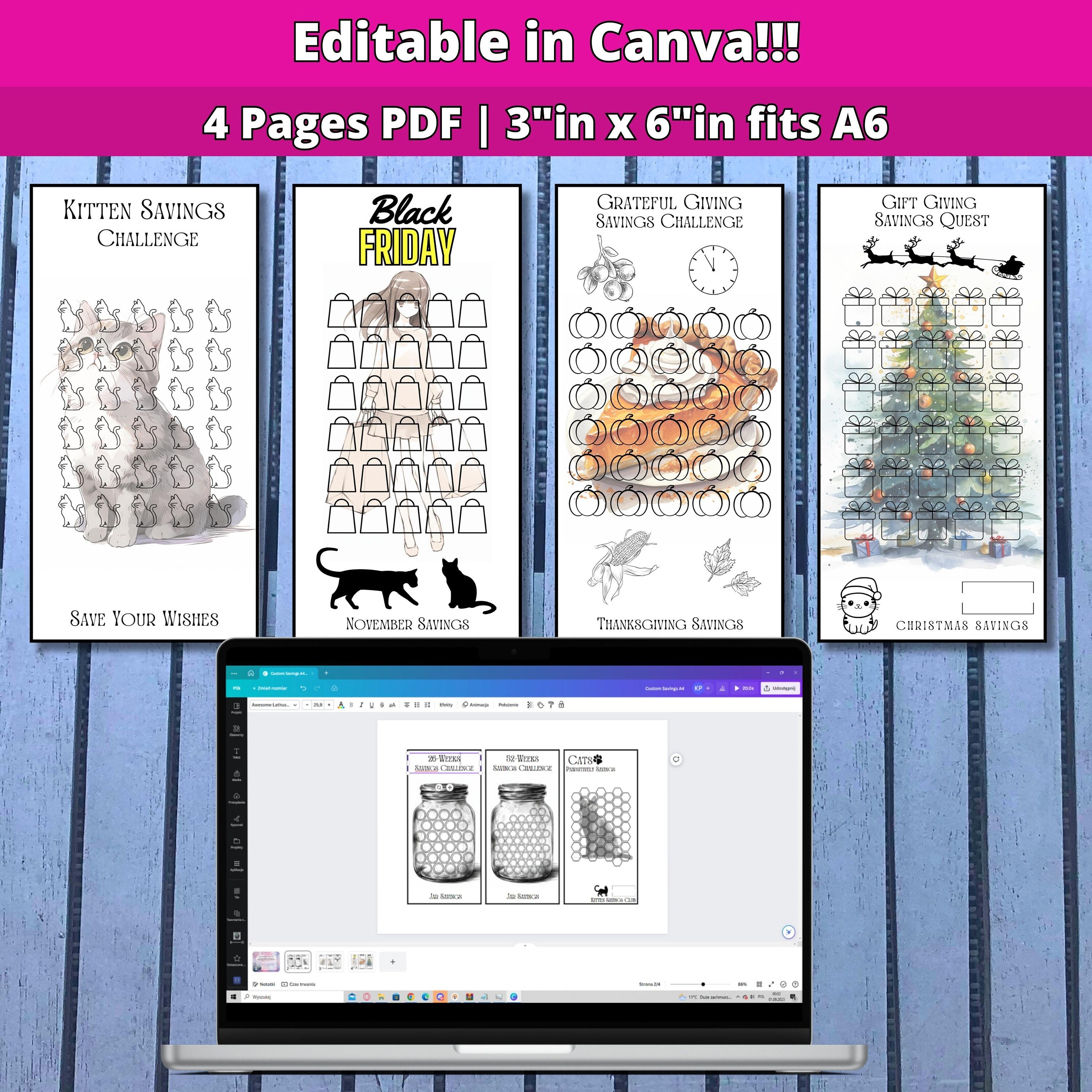 Custom Savings Challenge Set of 9, Save Money in Holiday, Christmas ...