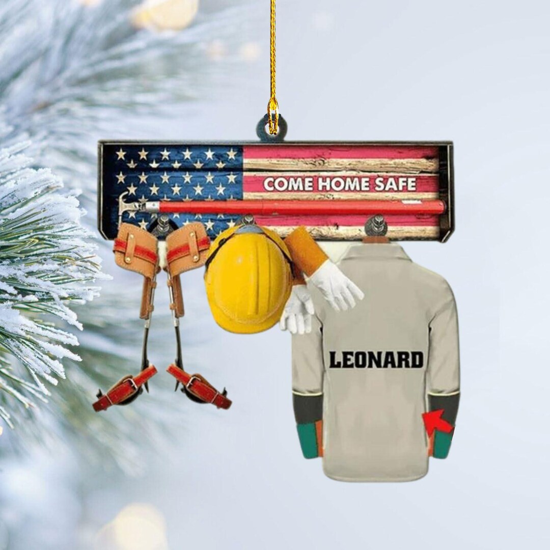 Personalized Lineman Christmas Ornament, Worker Lineman Tree Hanger ...