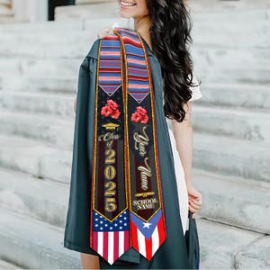 Personalized Puerto Rico Graduation Sash 2025, Puerto Ricans American ...