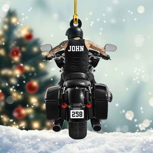 Personalized Motorcycle Christmas Ornament, Custom Biker Name Ornament ...