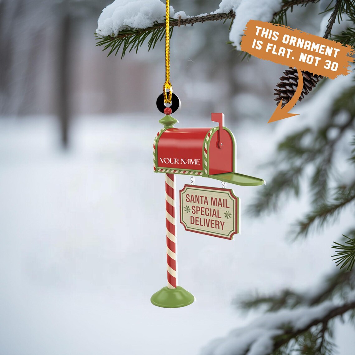 Personalized Santa Mailbox Shape Flat Ornament Home Mailman Ornament ...