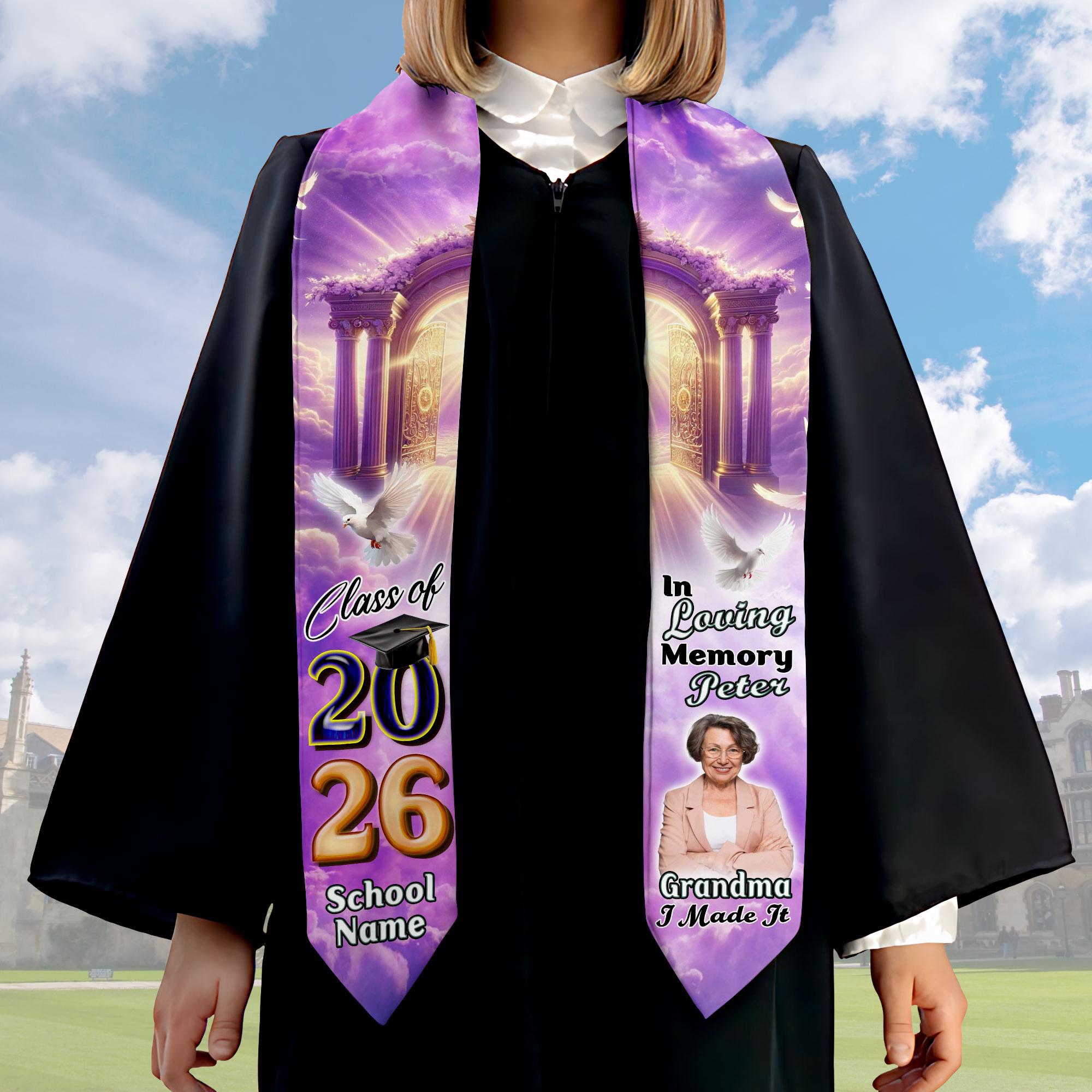 Custom in Loving Memory Graduation Stoles, Custom Graduation Stole With ...