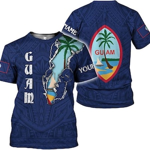 Custom Guam Flag T-shirt, Pride Guahan Shirt,customized Name Guam Flag ...