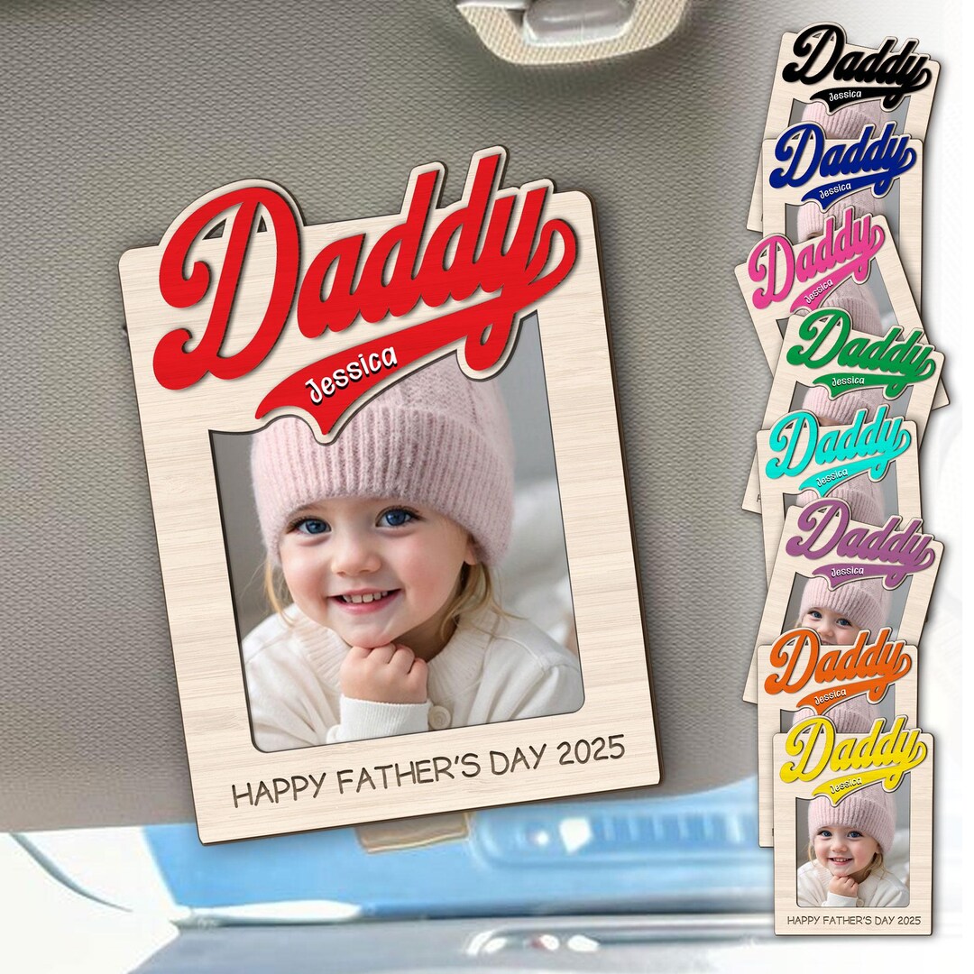 Drive Safe Daddy Gift, Custom Car Visor Clip Photo, Dad Car Visor Clip ...