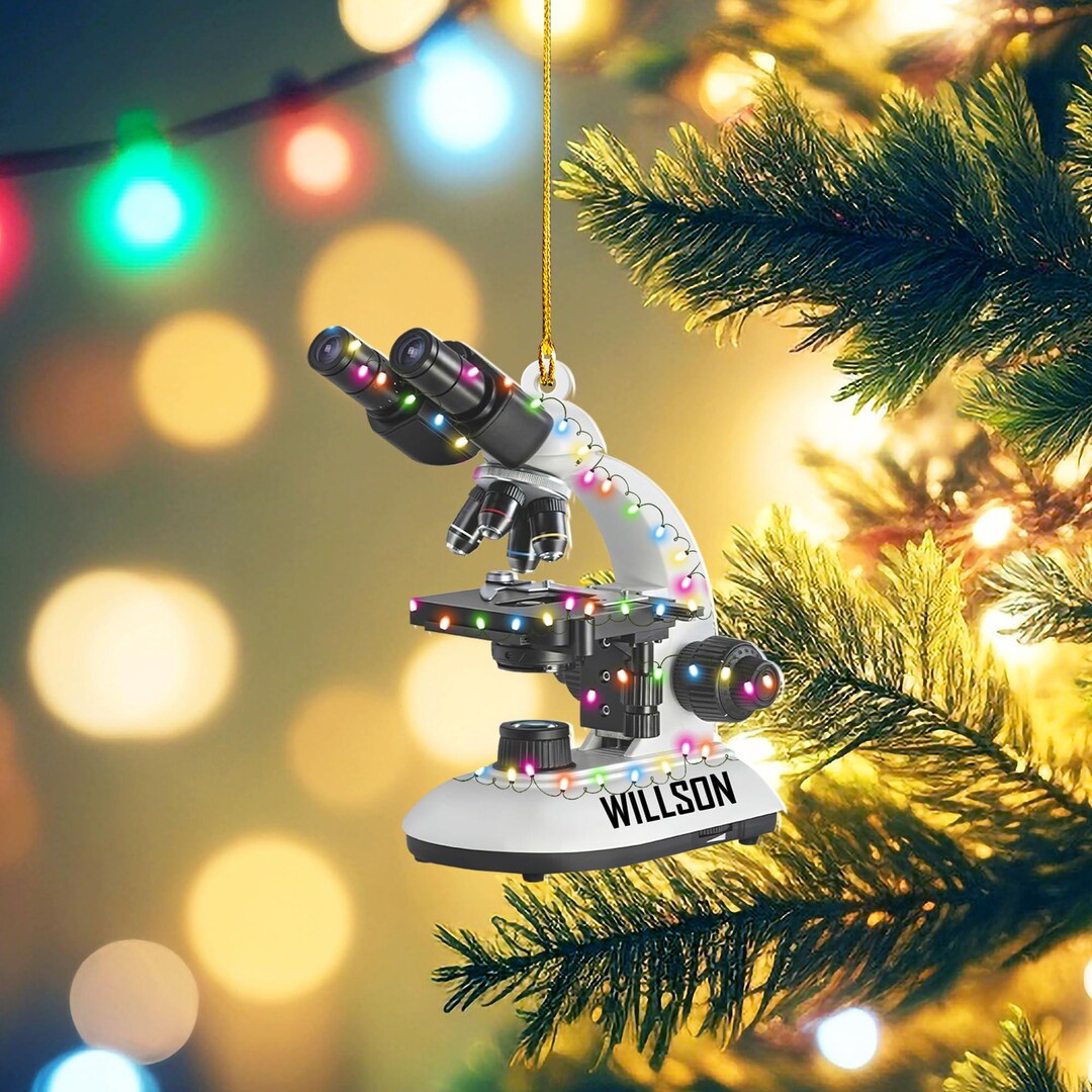 Personalized Medical Microscope Flat Ornament, Chemistry Ornament ...