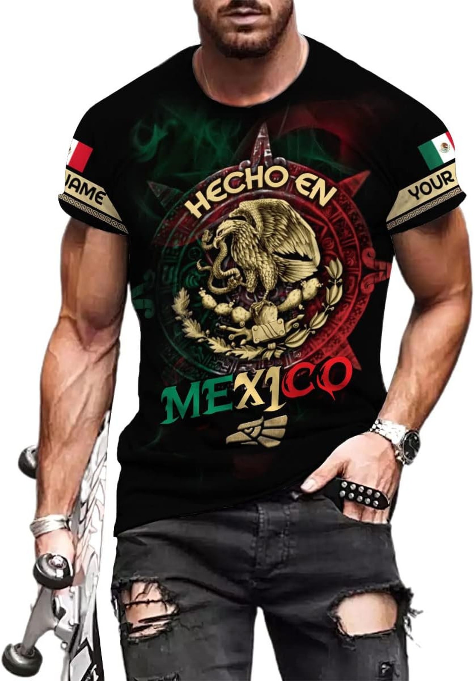 Custom Name Mexican Shirts for Men, Personalized Mexico Shirt, Mexico ...