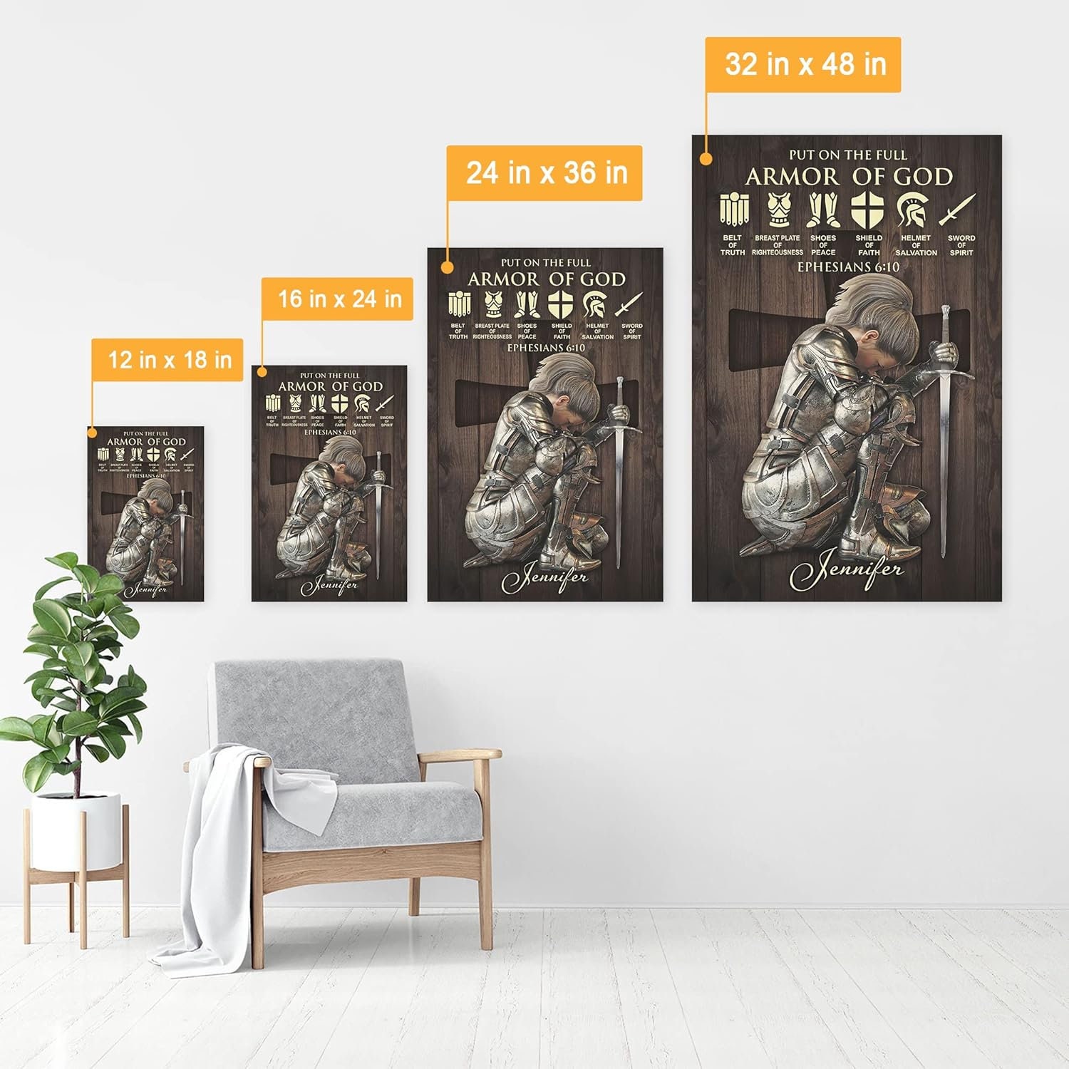 Personalized Armor of God Poster, Woman Man Warrior of God Put on the ...