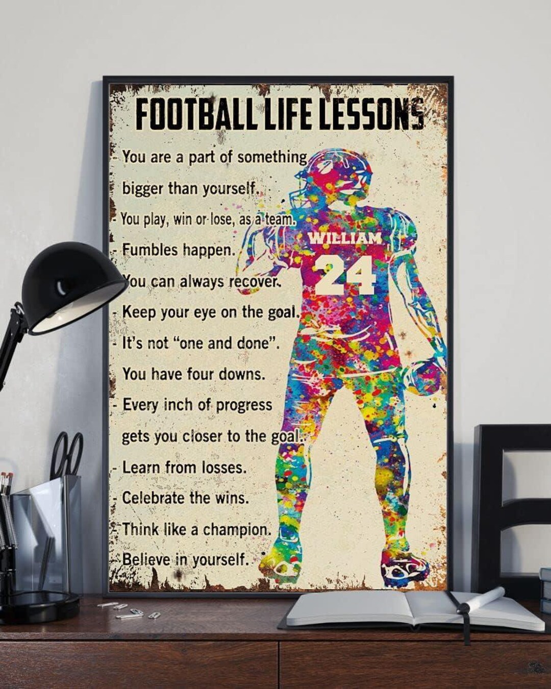 Personalized Photo Football Poster/canvas,custom Football Player Wall ...