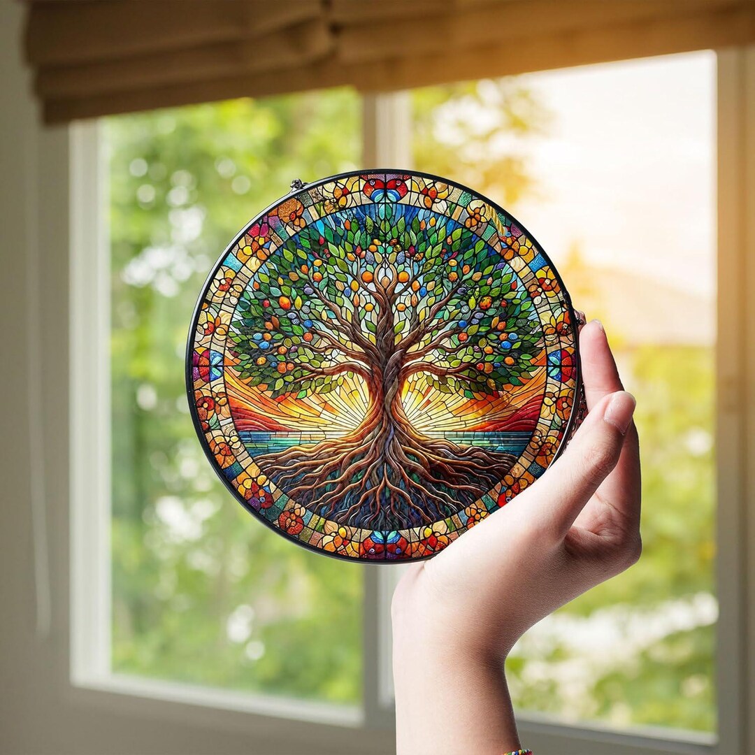 Personalized Tree of Life GLASS Suncatcher Hanging, Family Suncatcher ...