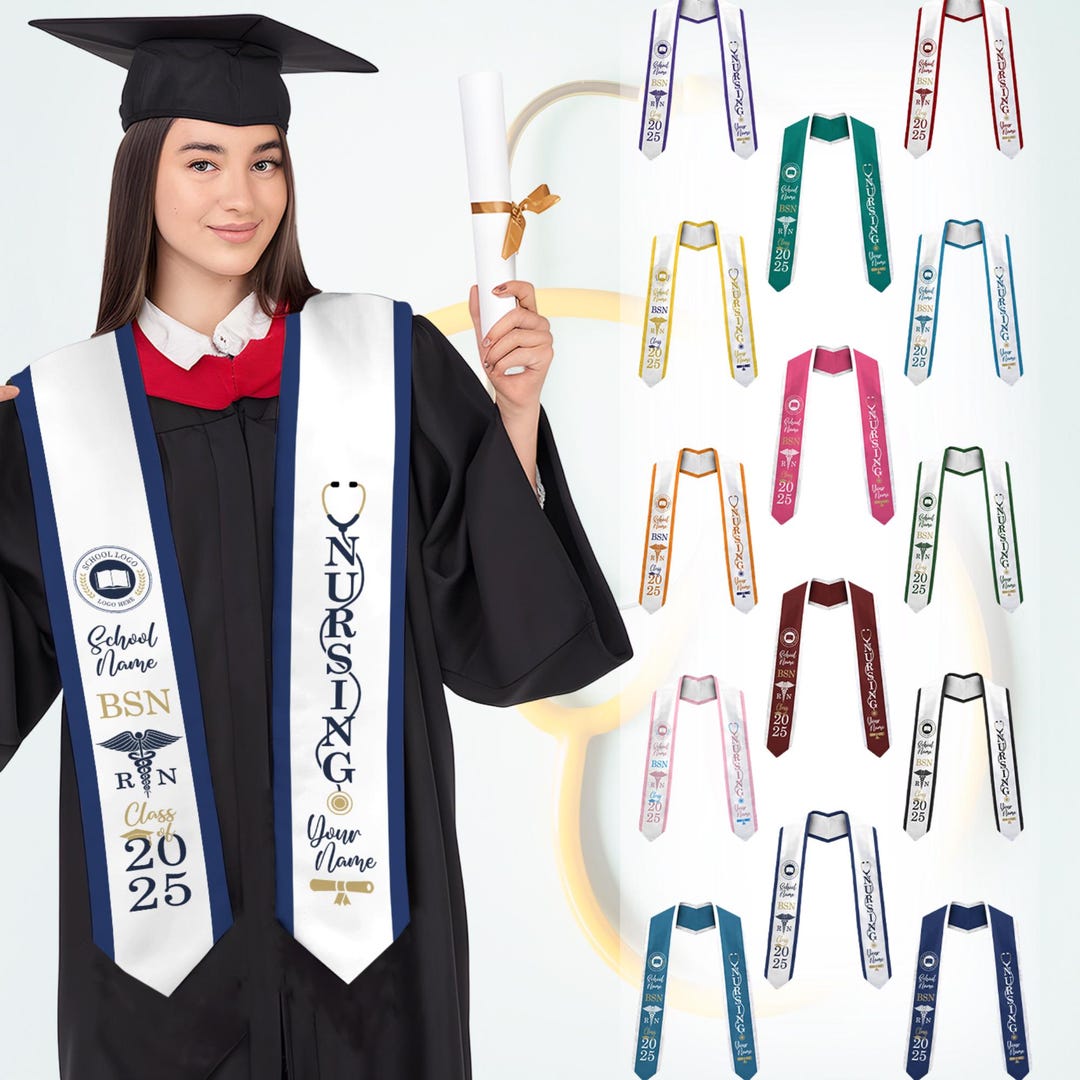 Customized Nursing Stole, Nursing Graduation Stole, RN Stole Nursing ...