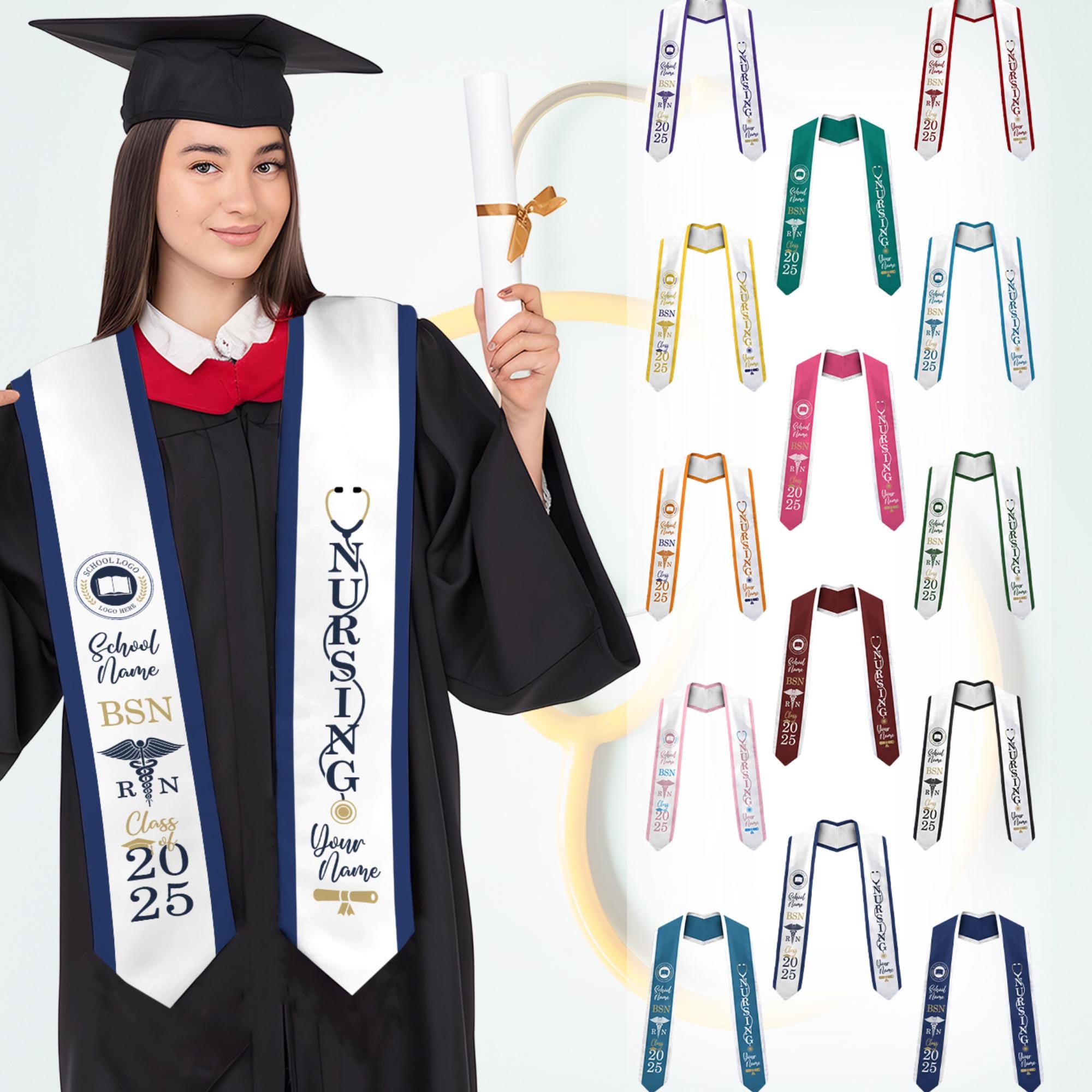 Customized Nursing Stole, Nursing Graduation Stole, RN Stole Nursing ...