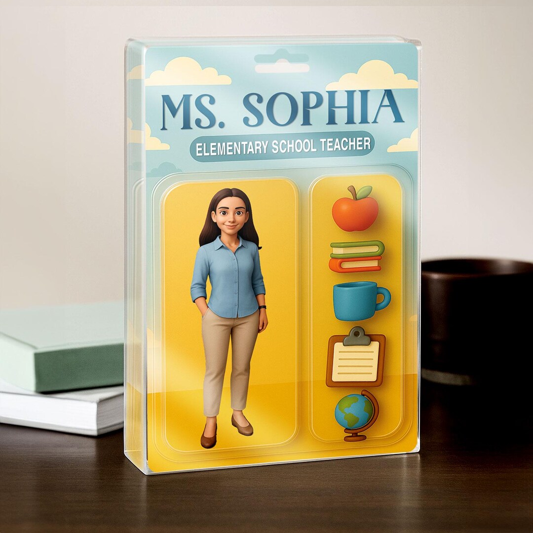 Personalized Teacher Action Figure Acrylic Block - Custom 3D Teacher ...