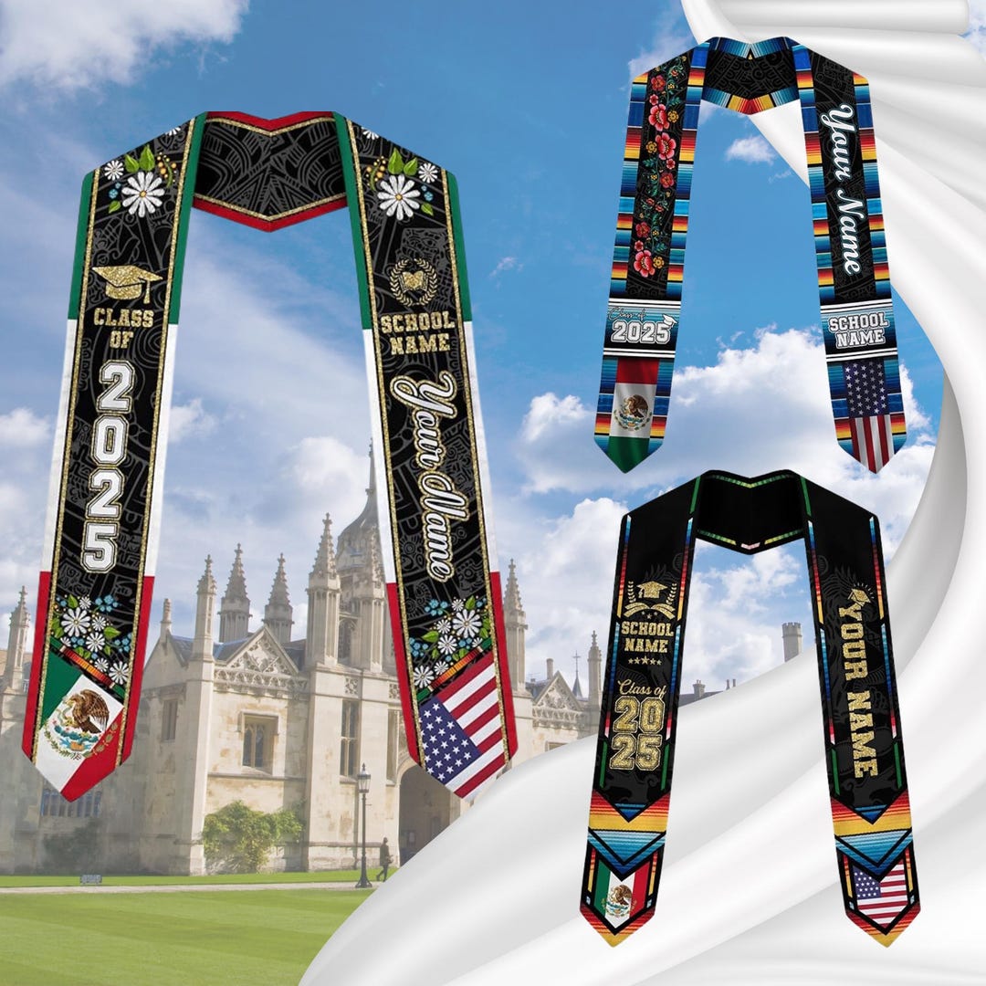 Personalized Mexican Stole,custom Mexican Graduation Sash,mexican ...