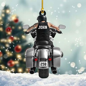 Personalized Motorcycle Christmas Ornament, Custom Biker Name Ornament ...