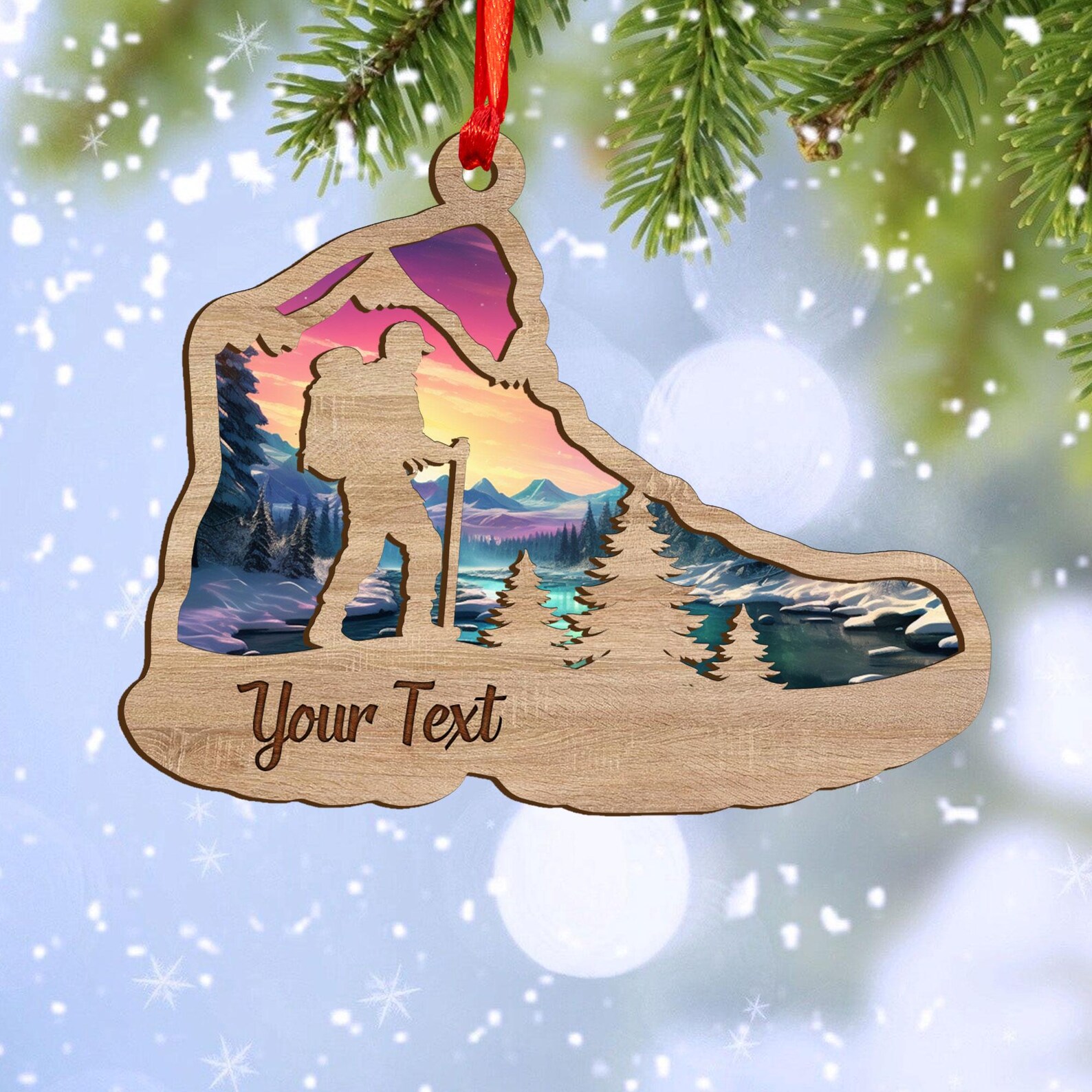 Custom Hiking Suncatcher, Personalized Hiker Ornament, Hiking ...