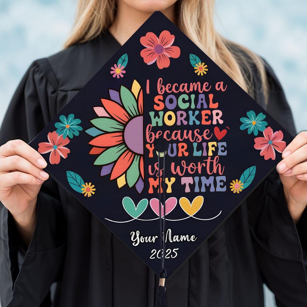 Social Worker Graduation Cap Topper,advocate Support Empower Printed ...