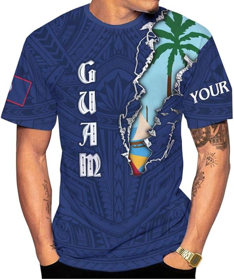 Custom Guam Flag T-shirt, Pride Guahan Shirt,customized Name Guam Flag ...