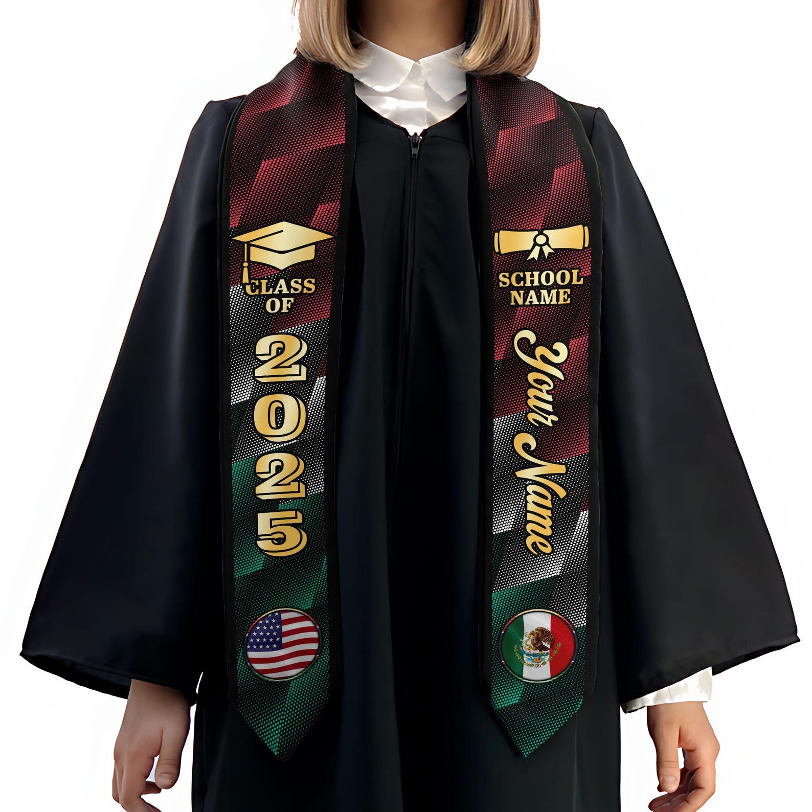Personalized Mexican Stole,custom Mexican Graduation Sash,mexican ...